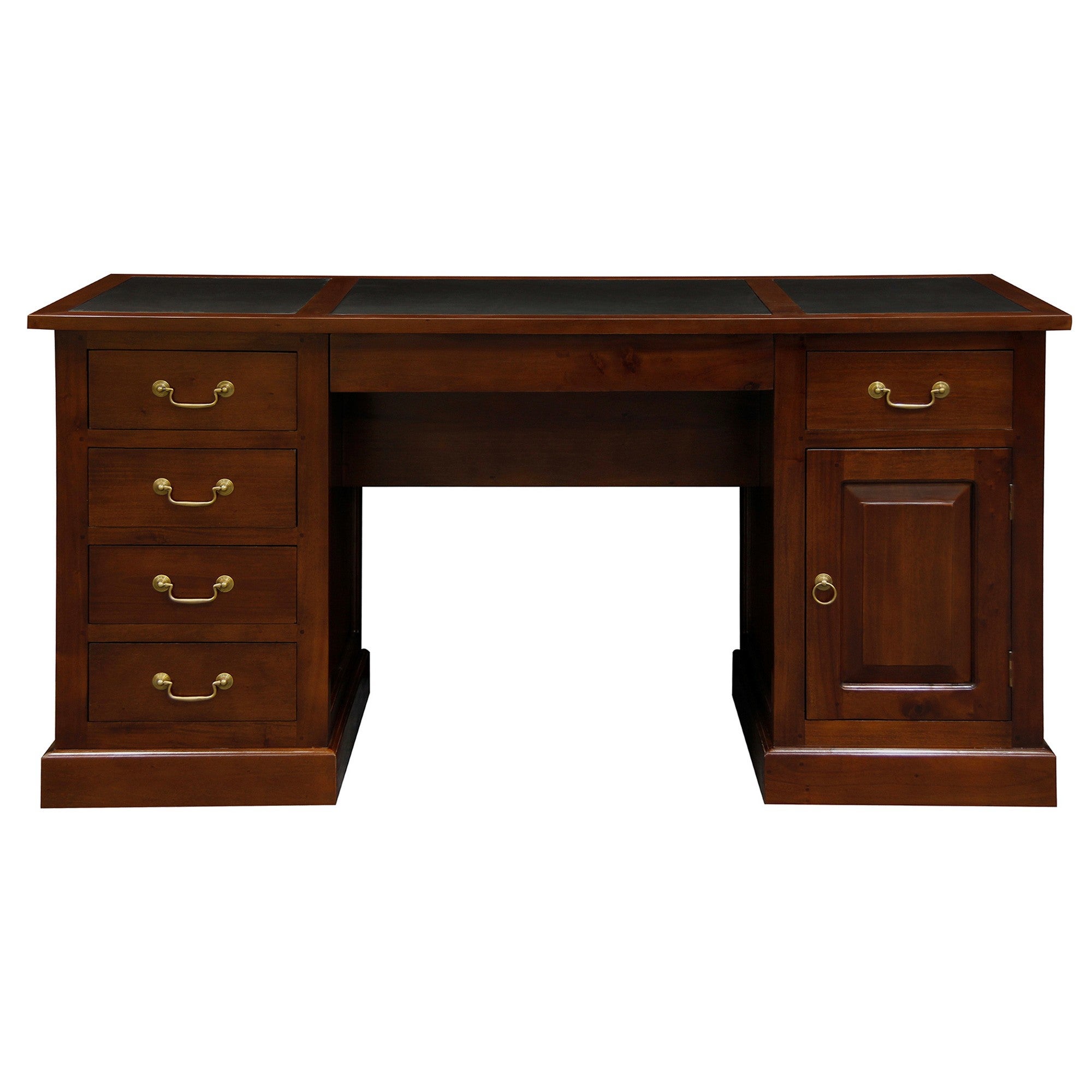 Tasmania Mahogany Timber Writing Desk with Leatherette Top 160cm Mahogany