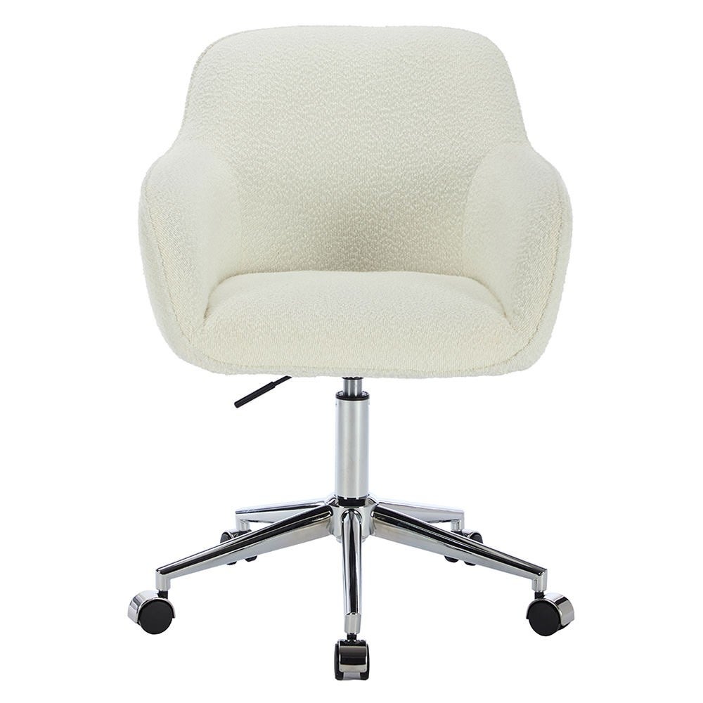 Isla Boucle Fabric Office Chair White Chrome