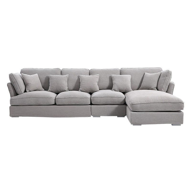 Armoni Cotton Linen Fabric Corner Sofa, 4 Seater with RHF Chaise, Light Grey