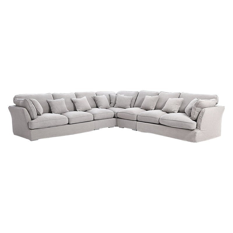 Armoni Cotton Linen Fabric Corner Sofa, 8 Seater, Light Grey