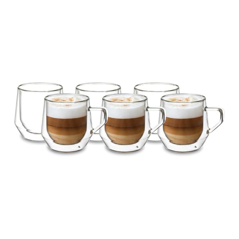 Avanti Capri Double Wall Glass Coffee Cup, Set of 6, 250ml