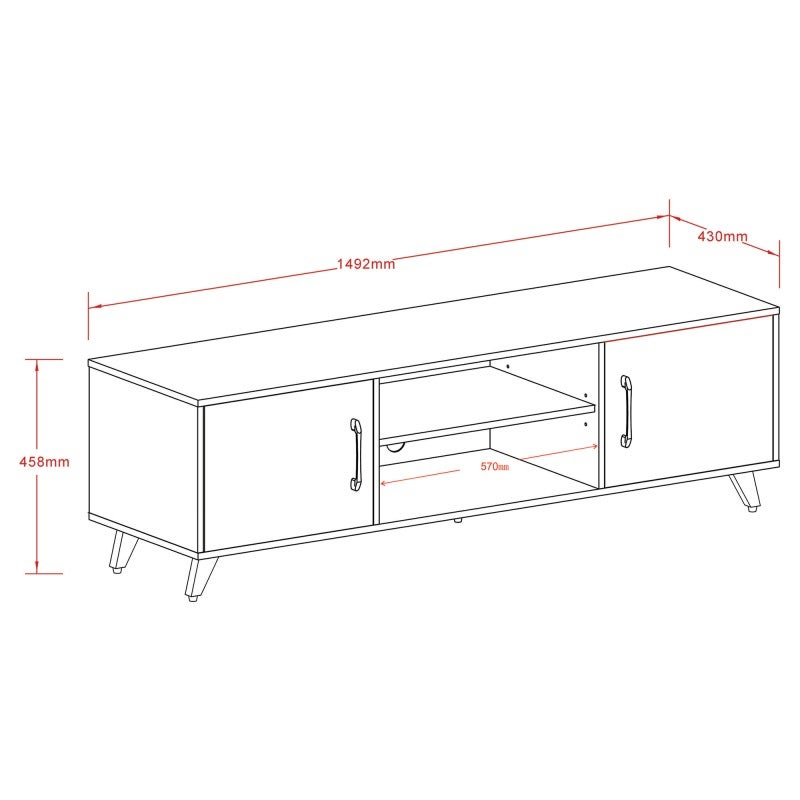 Hana 2 Door TV Unit, 149cm, Walnut