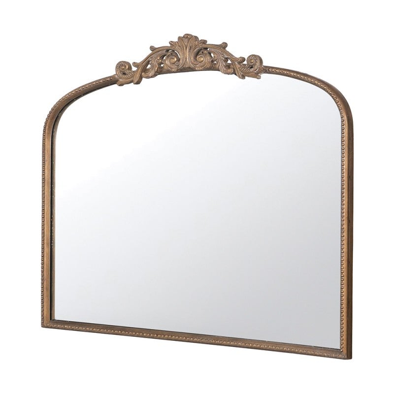 Meidrim Iron Frame Baroque Mantel Mirror, 102cm, Antique Gold