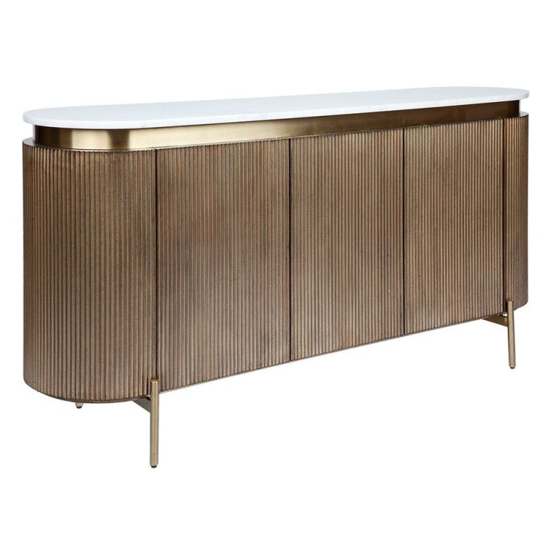 Demarco Marble Top 3 Door Oval Buffet Table, 160cm, Antique Gold