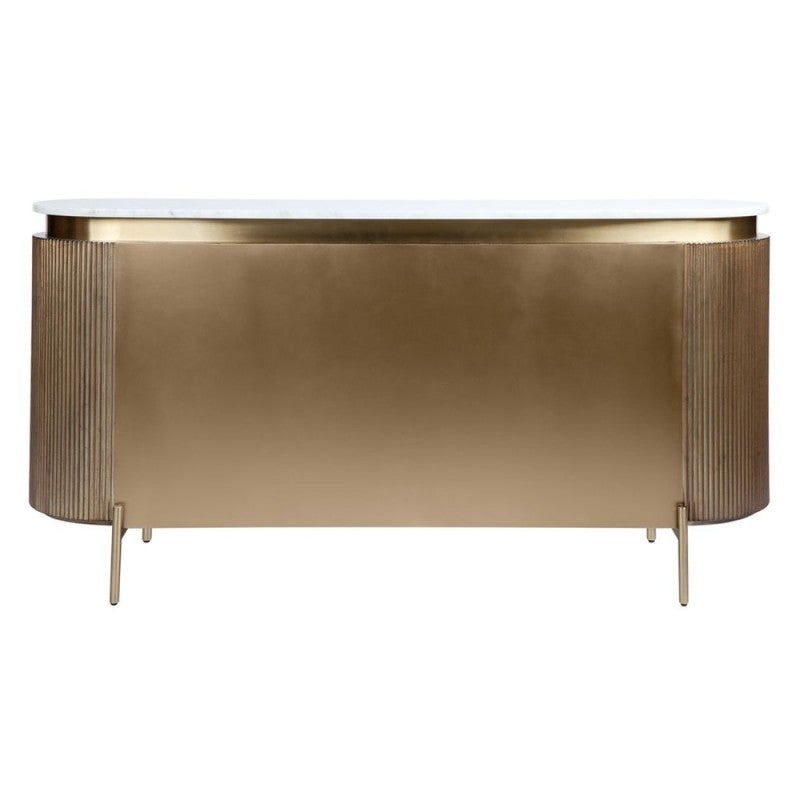 Demarco Marble Top 3 Door Oval Buffet Table, 160cm, Antique Gold