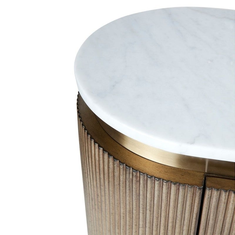 Demarco Marble Top 3 Door Oval Buffet Table, 160cm, Antique Gold