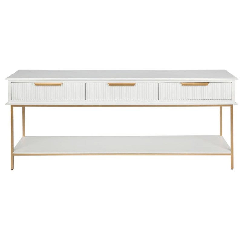 Aimee Console Table, 200cm, White / Gold
