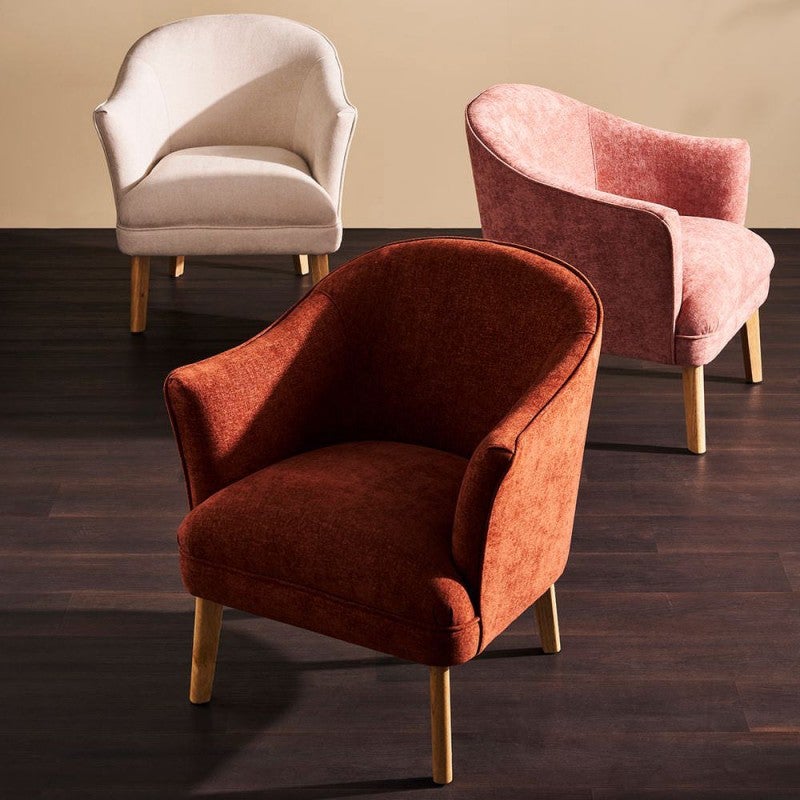 Elsa Chenille Fabric Tub Chair, Coral