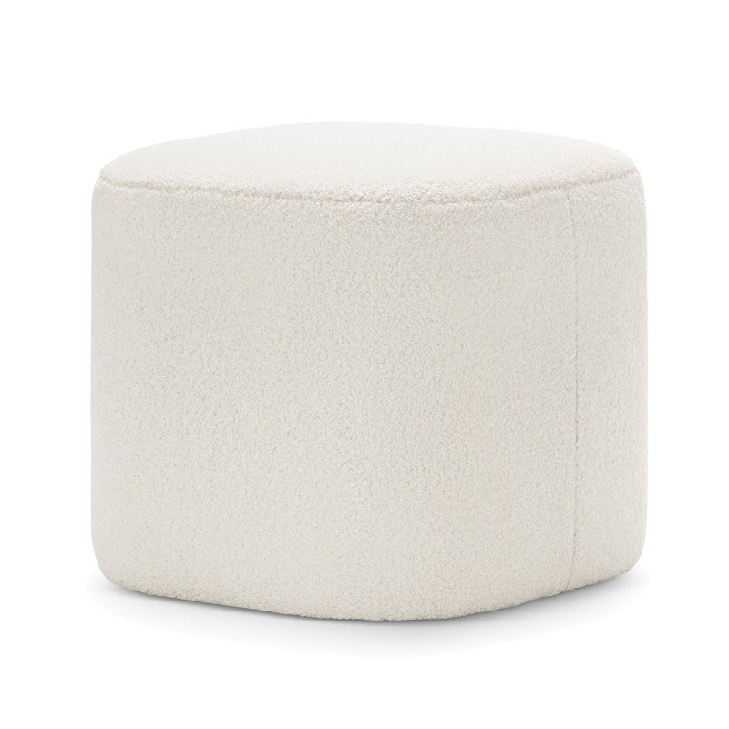 Podd Sherpa Fabric Square Pouf, Cream