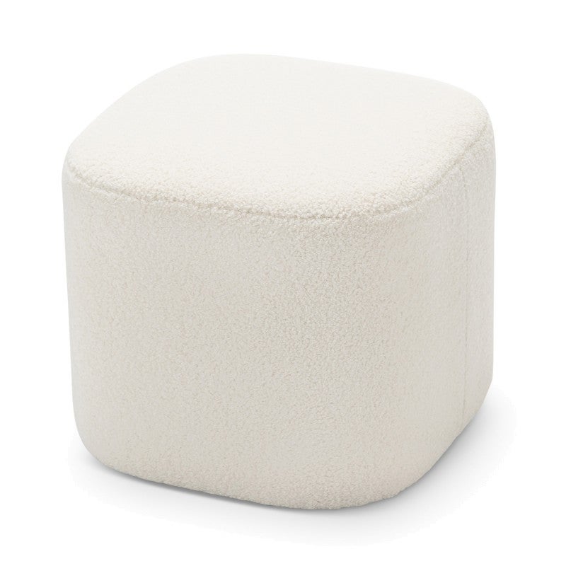 Podd Sherpa Fabric Square Pouf, Cream
