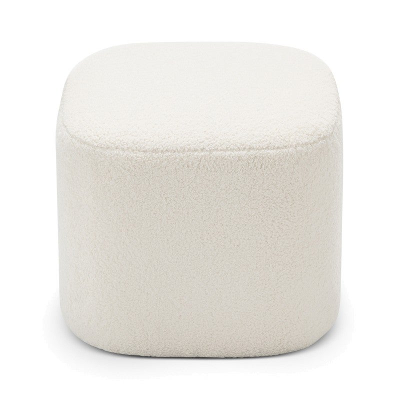 Podd Sherpa Fabric Square Pouf, Cream