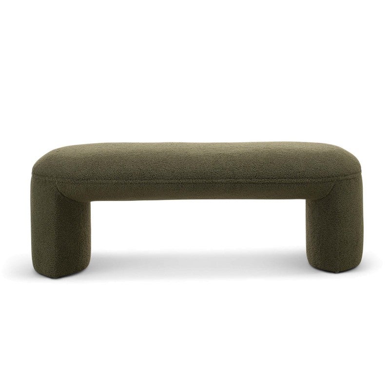 Remi Teddy Fabric Ottoman Bench, 120cm, Moss