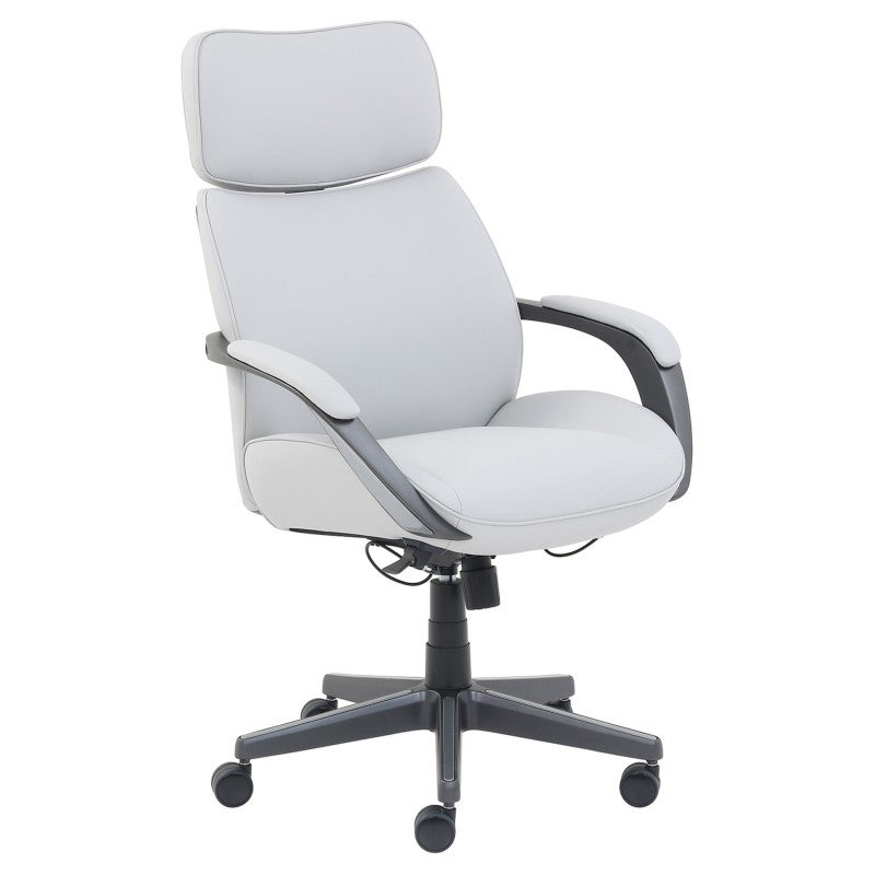 Beautyrest Faux Leather Ergonomic Home Office Chair, Light Grey
