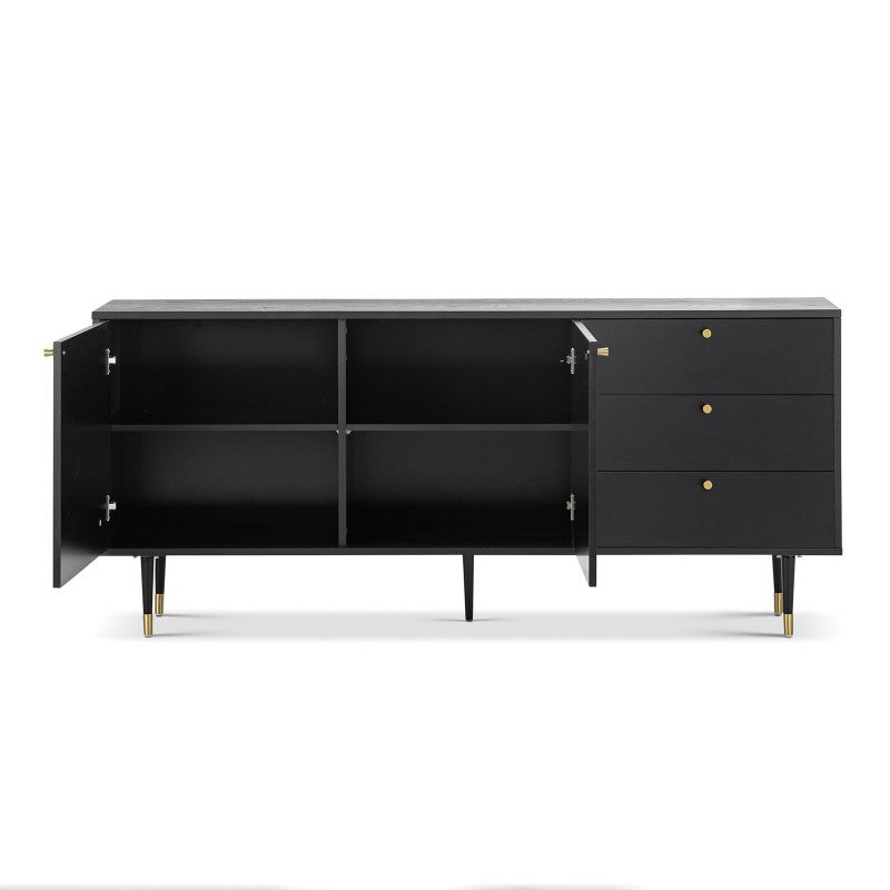 Hexii 2 Door 3 Drawer Sideboard, 180cm, Black
