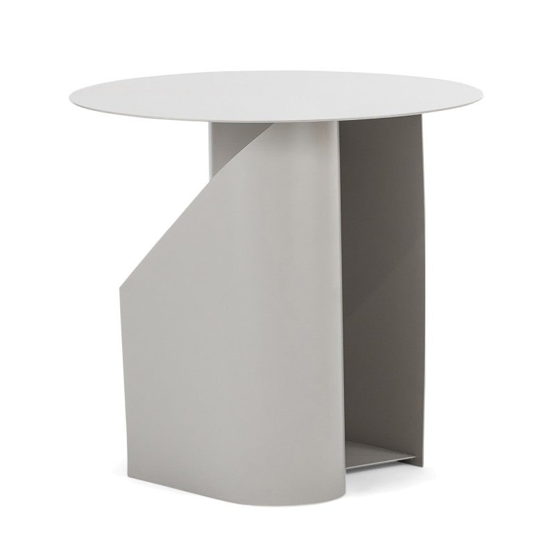 Zeke Steel Round Side Table, Dove Grey