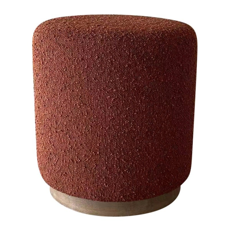 Senora Boucle Fabric Round Ottoman Stool, Rust
