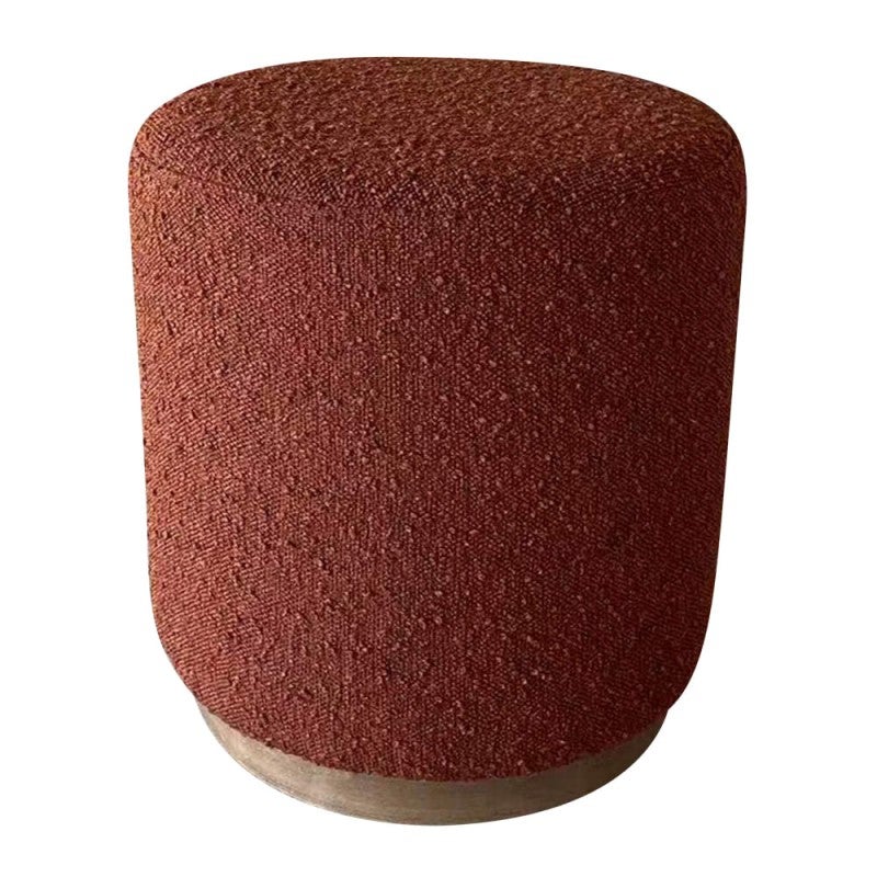 Senora Boucle Fabric Round Ottoman Stool, Rust