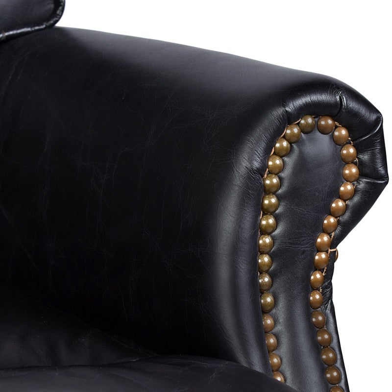 Osborne Aged Leather Bankers Chair, Black