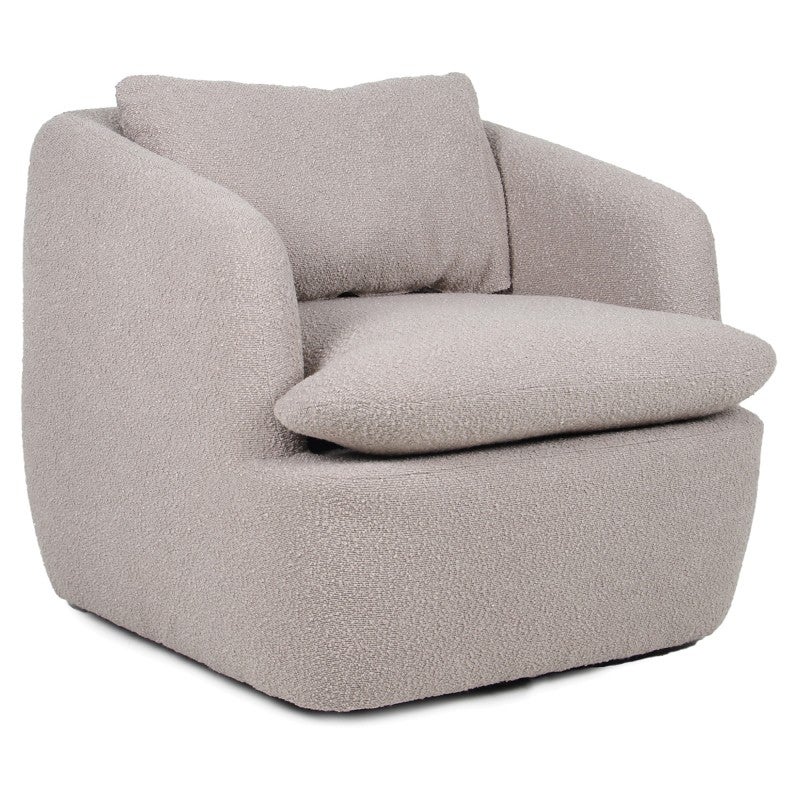 Pewton Boucle Fabric Swivel Armchair, Cappuccino