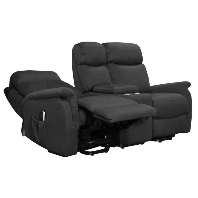 Ascot Fabric Dual Motor Electric Recliner Sofa, 2 Seater with Console ...