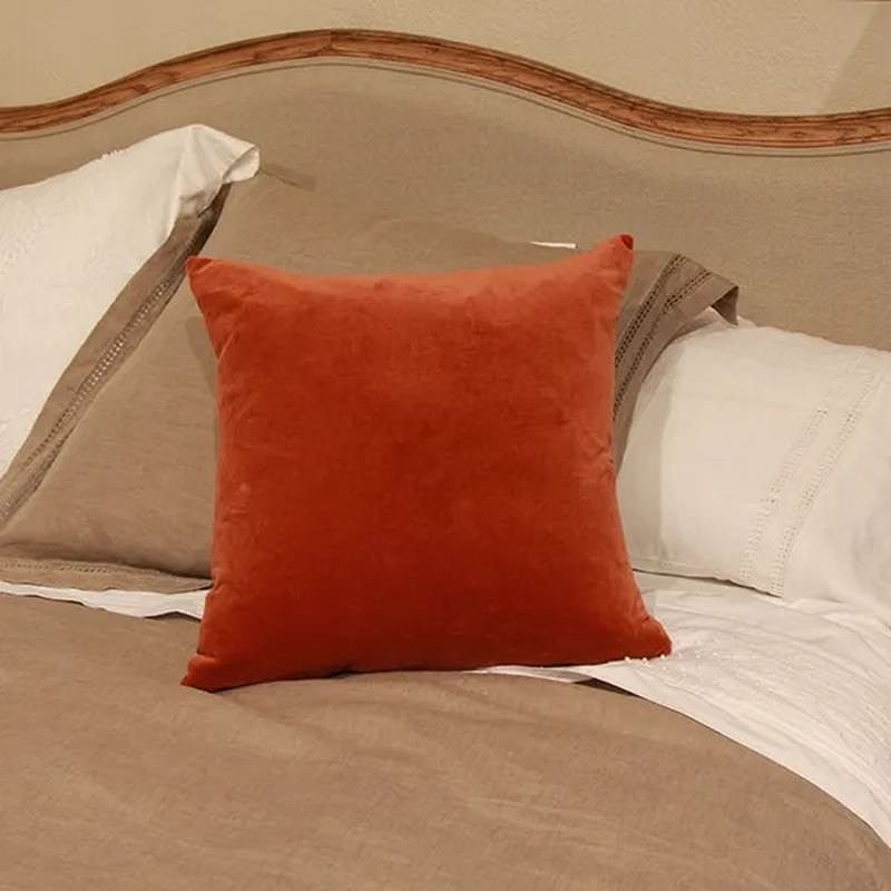 Loches Cotton Velvet Scatter Cushion, Rust