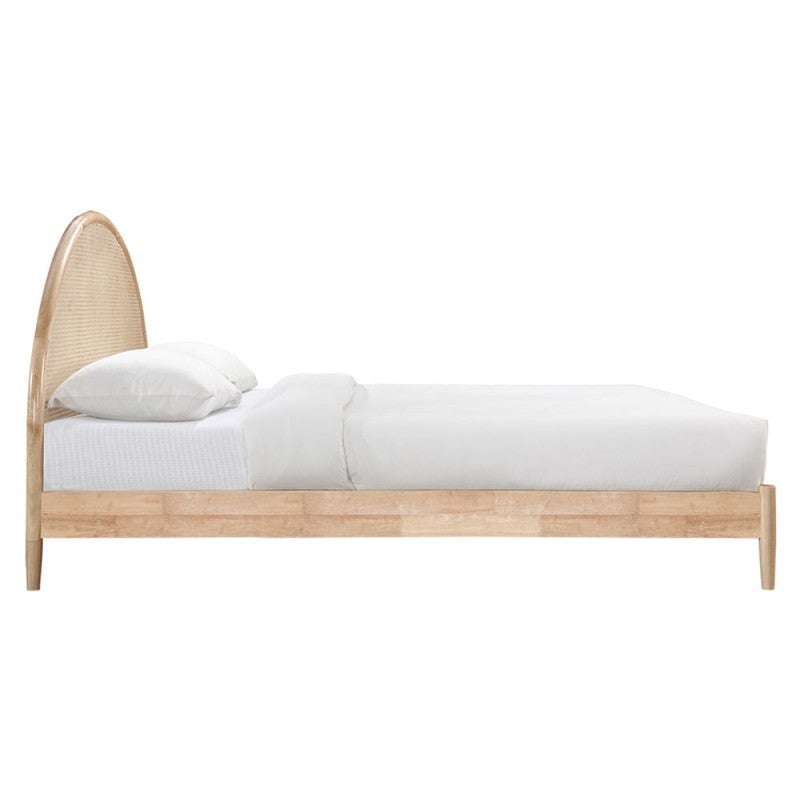 Avery Arch Timber & Rattan Platform Bed, Double