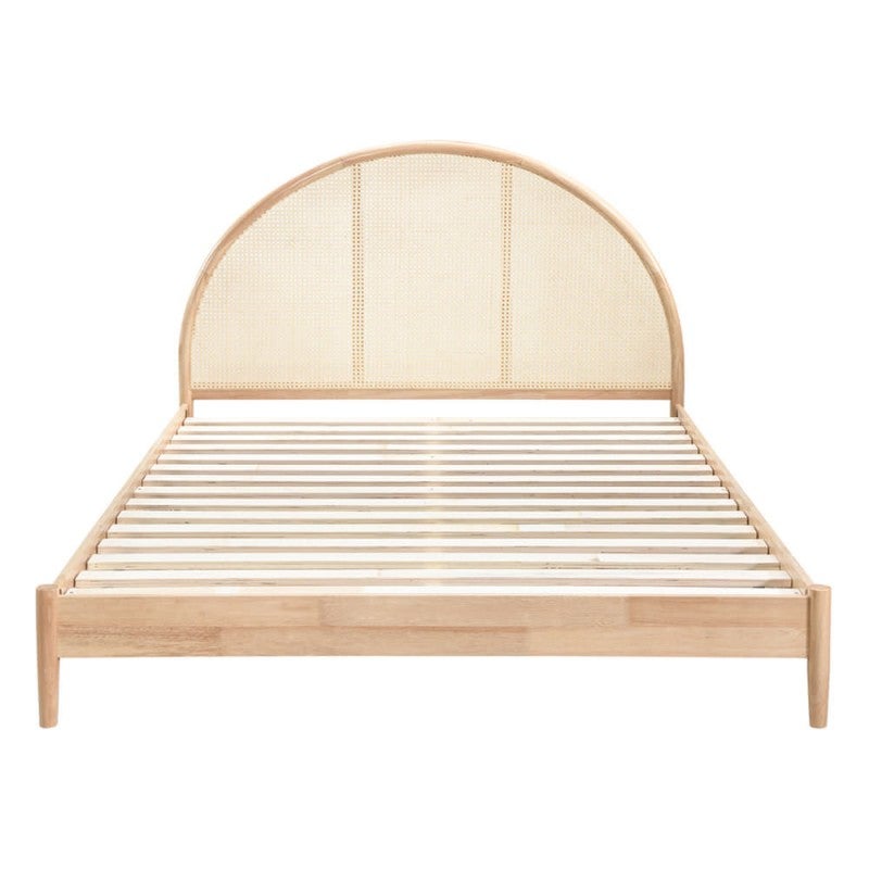 Avery Arch Timber & Rattan Platform Bed, Double