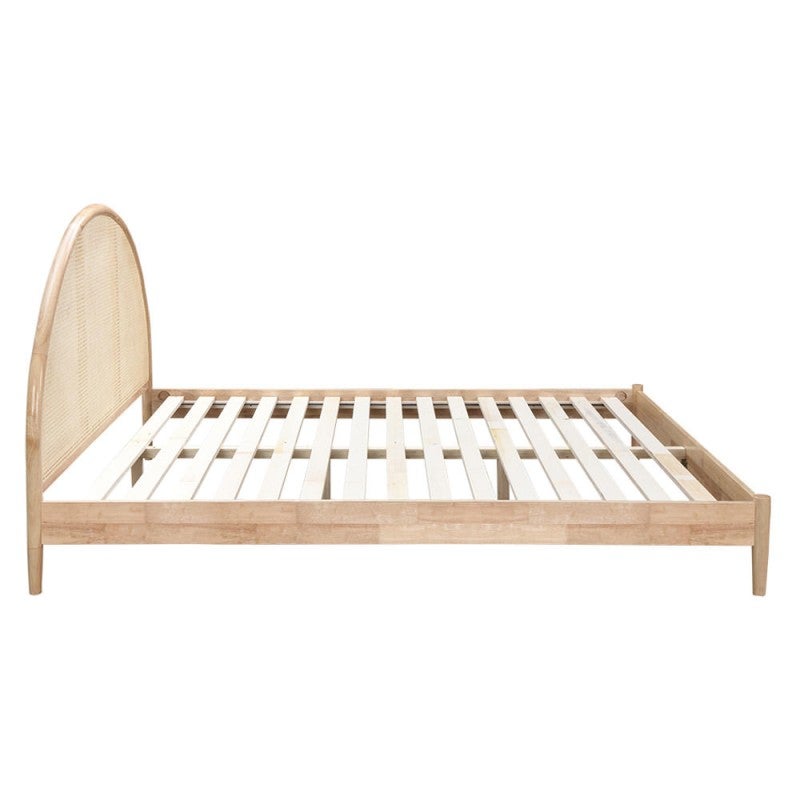 Avery Arch Timber & Rattan Platform Bed, Double