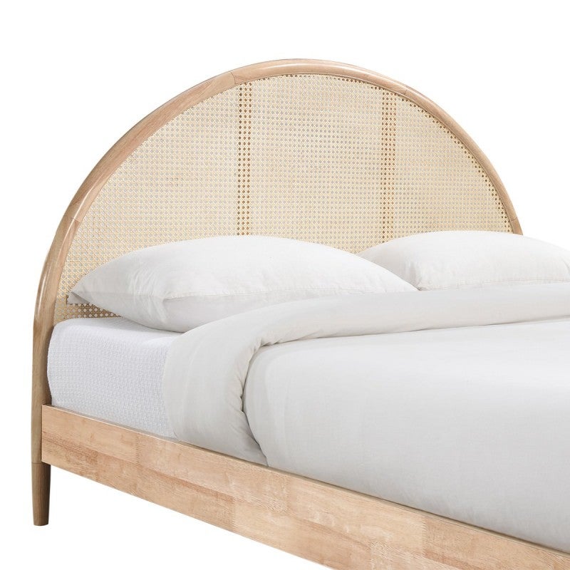 Avery Arch Timber & Rattan Platform Bed, Double