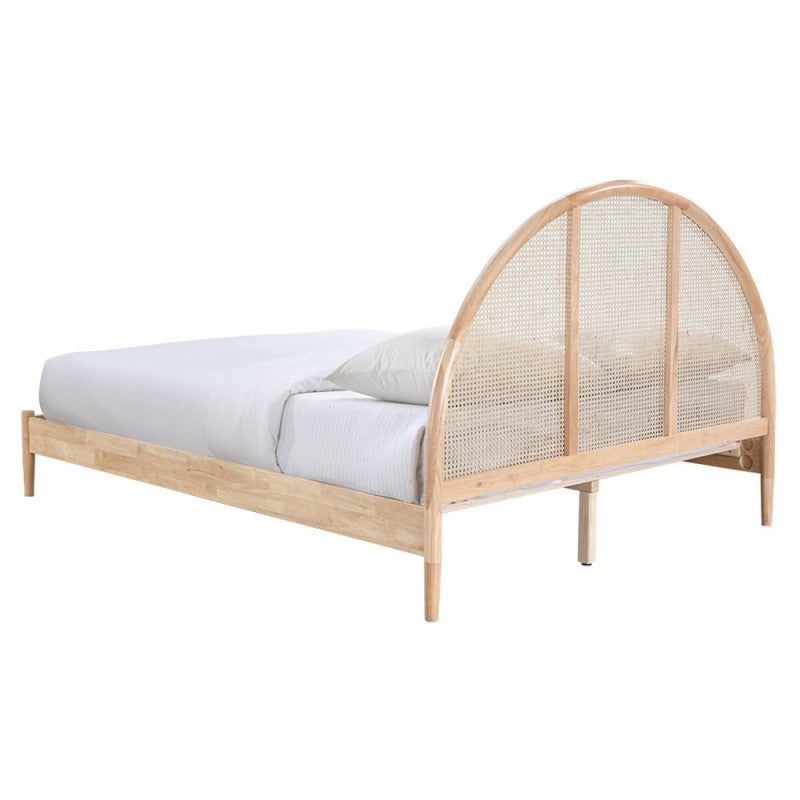 Avery Arch Timber & Rattan Platform Bed, Queen