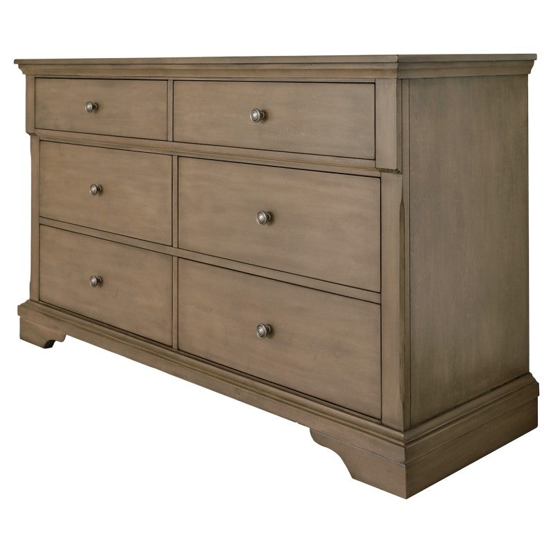 Beaux Poplar Timber 6 Drawer Dresser with Mirror
