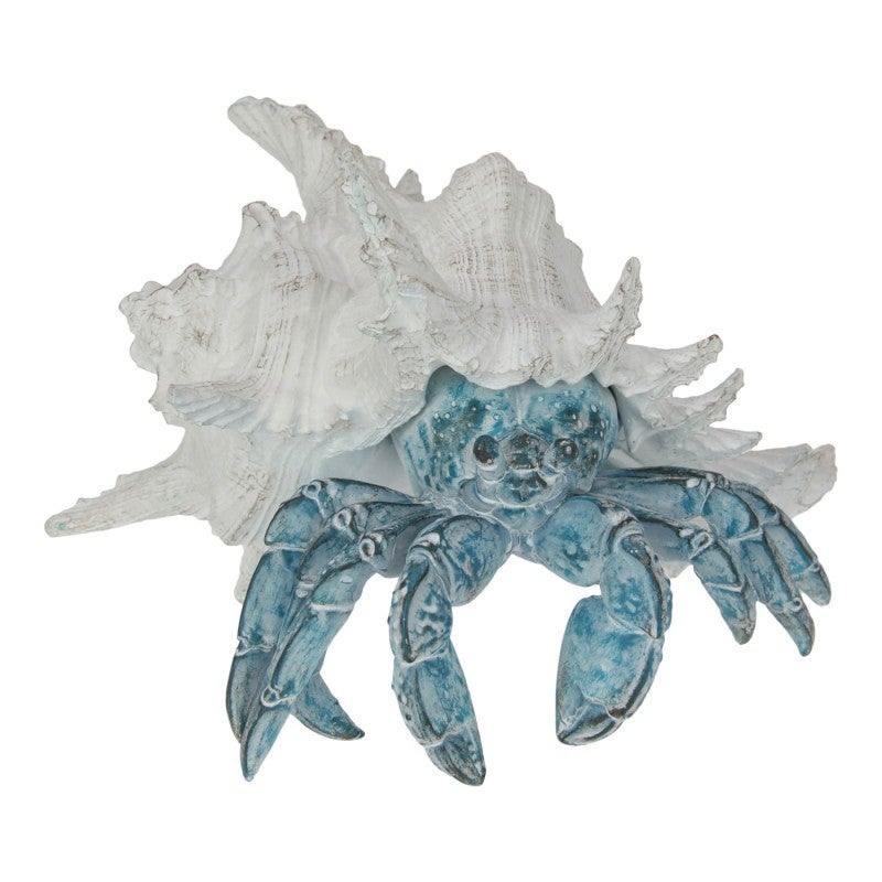 Aurelle Polyresin Coastal Figurine Ornament, Hermit Crab, Blue / White