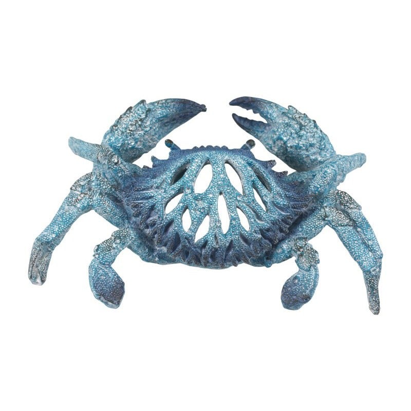 Aurelle Polyresin Coastal Figurine Ornament, Crab with Coral, Blue / White