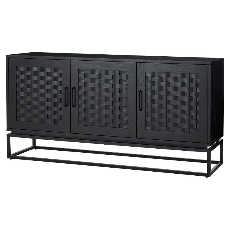 Britannic Wooden 3 Door Buffet Table, 150cm, Black