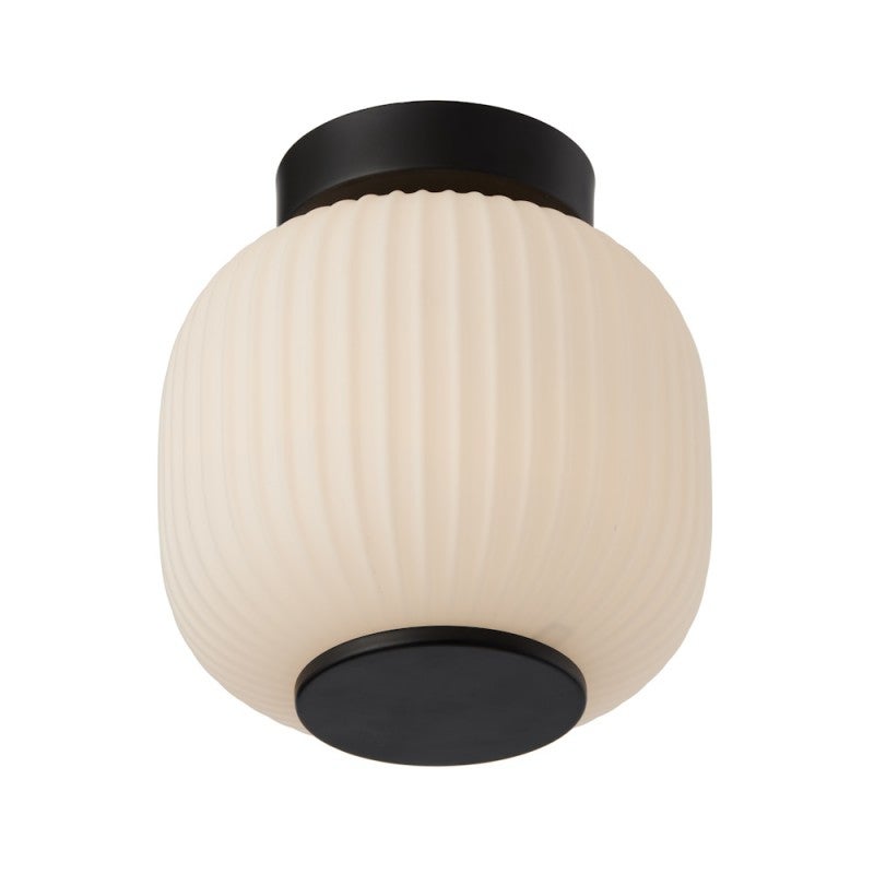 Bobo Metal & Glass Batten Fix Ceiling Light, Black / Opal