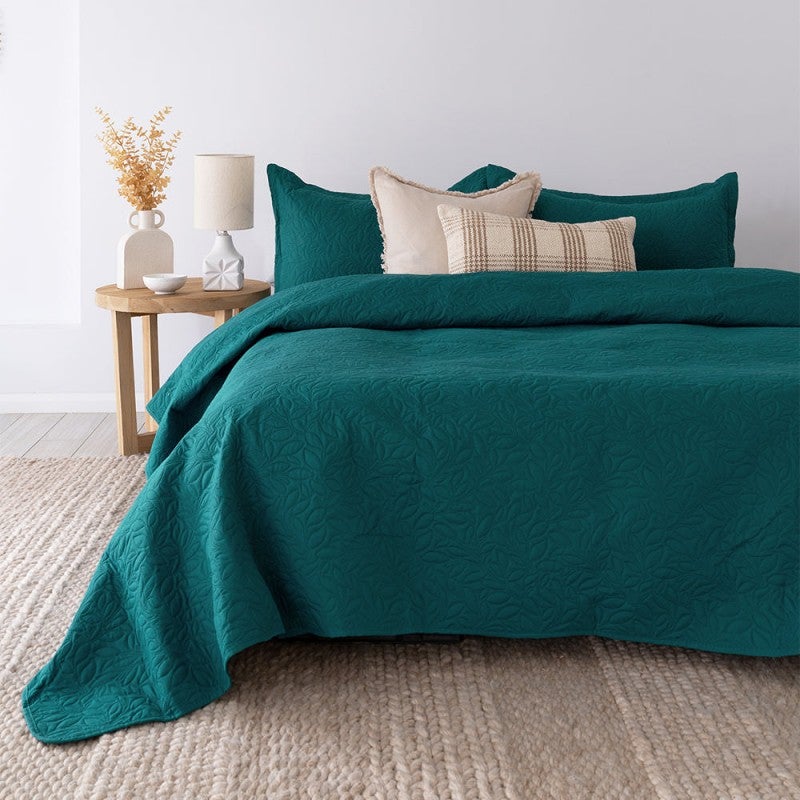 Bambury Botanica Coverlet Set, Single / Double, Teal