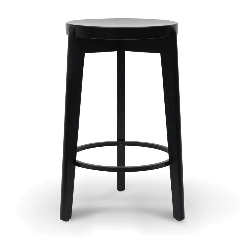 Vidnes Ashwood Timber Round Counter Stool, Black