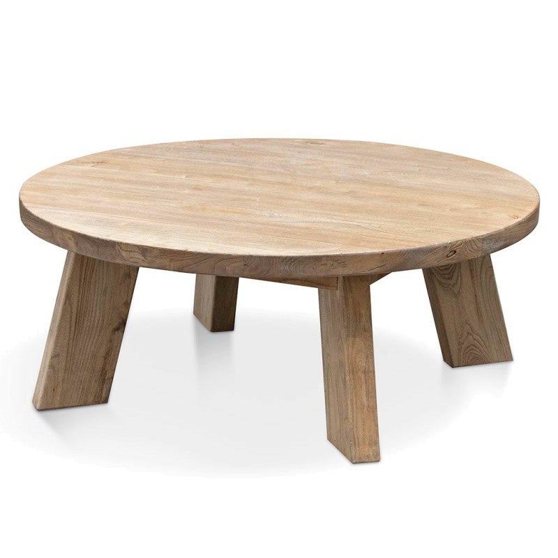Jamison Elm Timber Round Coffee Table, 90cm, Natural