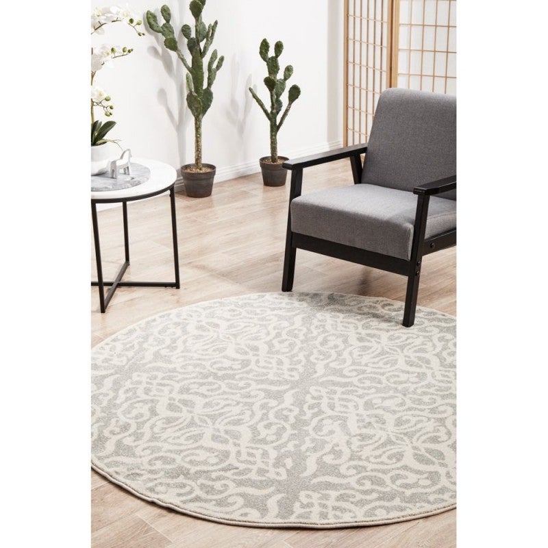 Chrome Lydia Modern Round Rug, 240cm