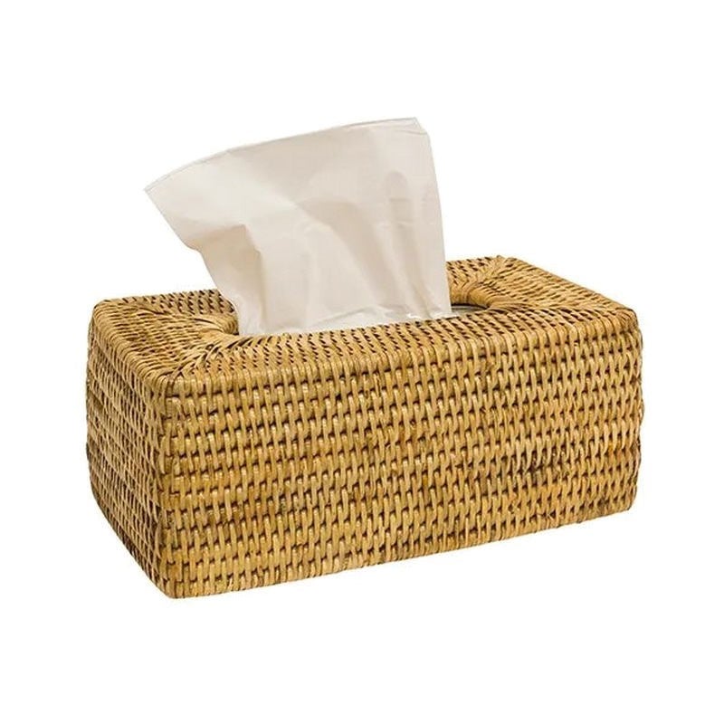 Coco Rattan Rectangular Tissue Box, Natural