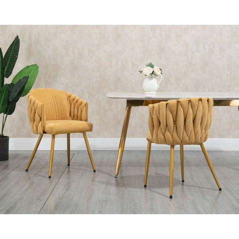 Cora Fabric & Steel Carver Dining Chair, Mustard