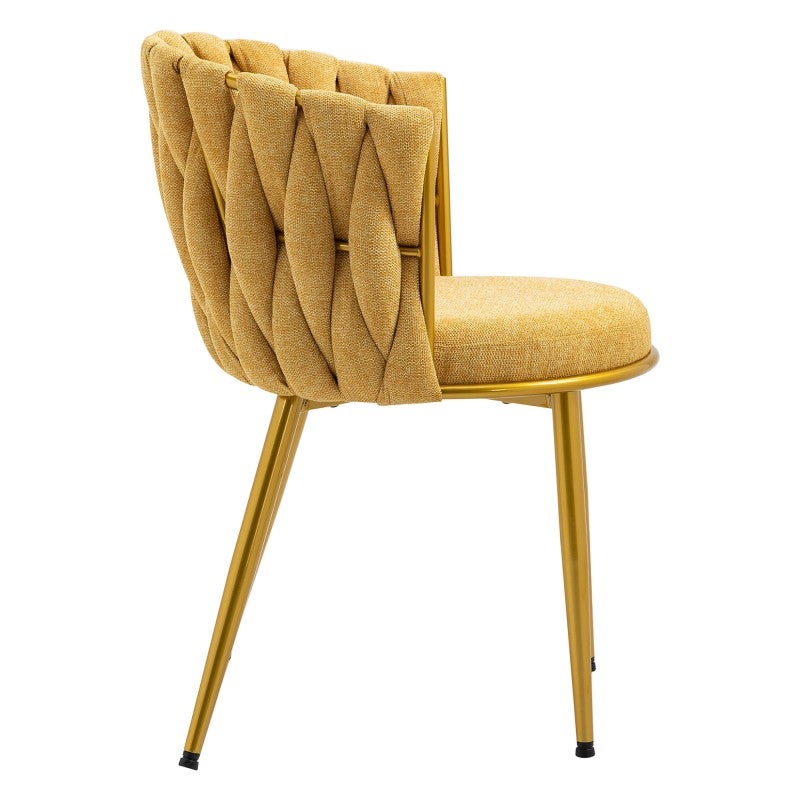 Cora Fabric & Steel Carver Dining Chair, Mustard