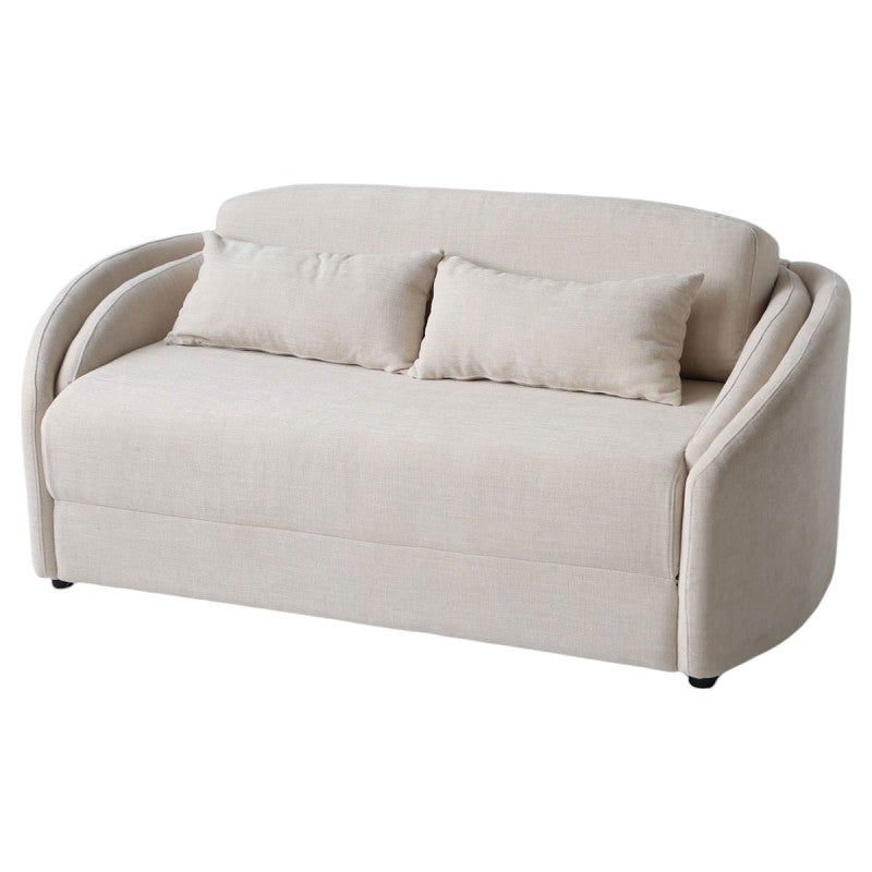Cuddle Fabric Fold Out Sofa Bed, Double, Beige