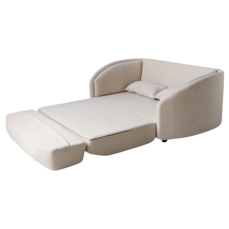 Cuddle Fabric Fold Out Sofa Bed, Double, Beige