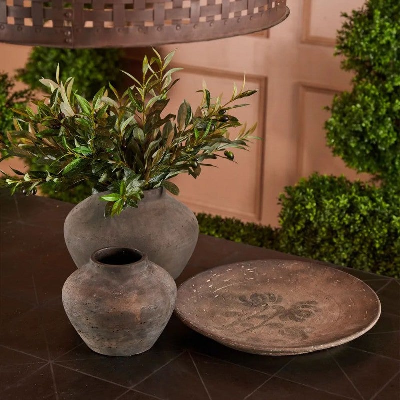 Landis Fiber Stone Pot Vase, Small, Earth Brown