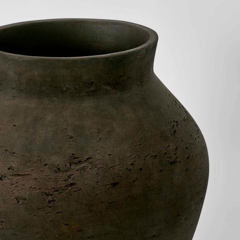 Landis Fiber Stone Pot Vase, Large, Earth Brown