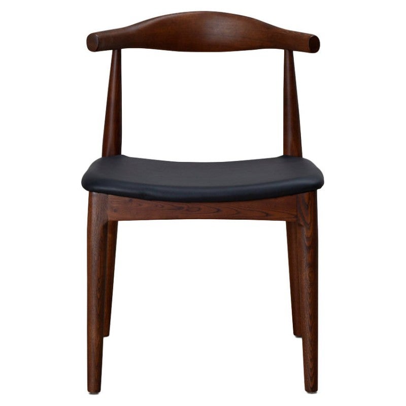 Ellister Wooden Elbow Dining Chair, Faux Leather Seat, Set of 2, Dark Brown