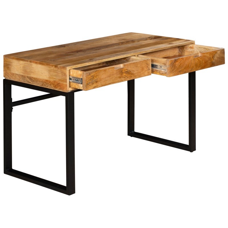 Venus Mango Wood & Metal Study Desk, 120cm, Natural