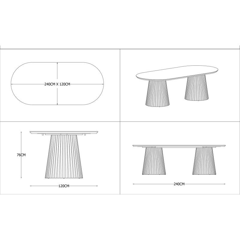Zaya Wooden Oval Dining Table, 240cm, Oak