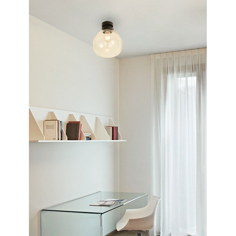 Rae Glass DIY Batten Fix Ceiling Light, Wine Glass, Black / Clear